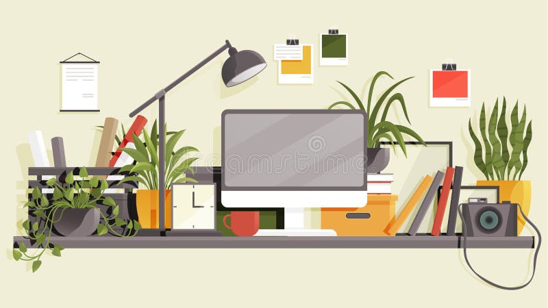 Workspace. Online or Home Job Workplace. Empty Room, Modern Interior ...