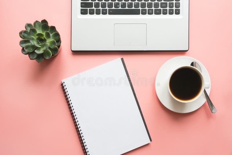 Open Laptop, Planning and Cup of Coffee. Top View with Copy Space ...