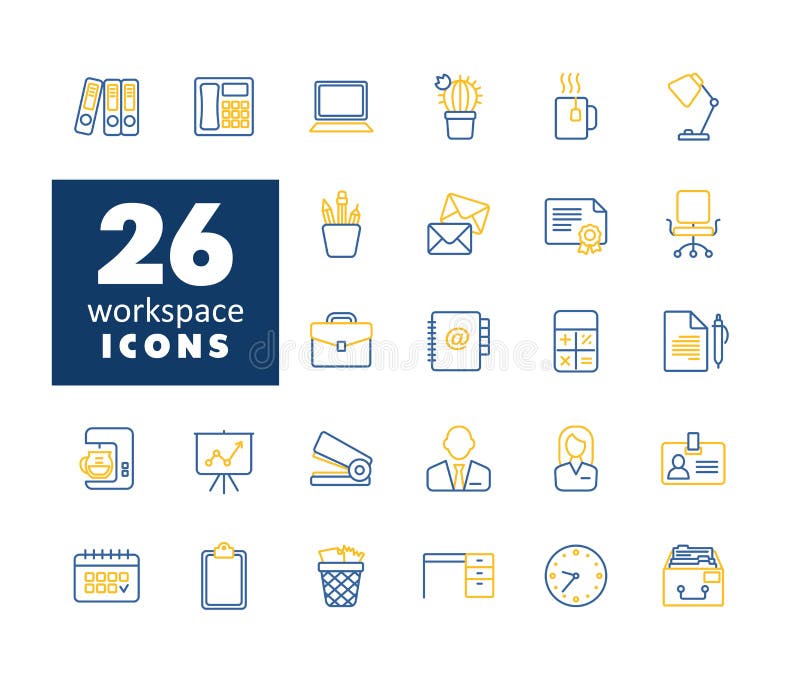 Workspace Outline Vector Icon Set. Workspace Sign Stock Vector ...