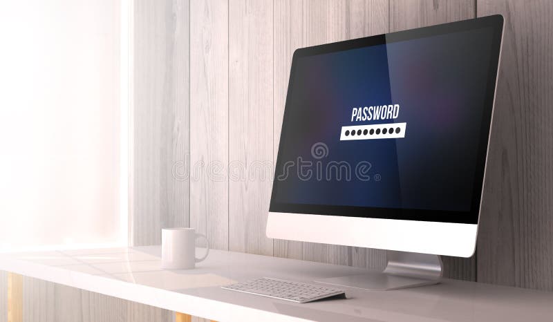 Workspace with Password Screen Computer Stock Illustration ...
