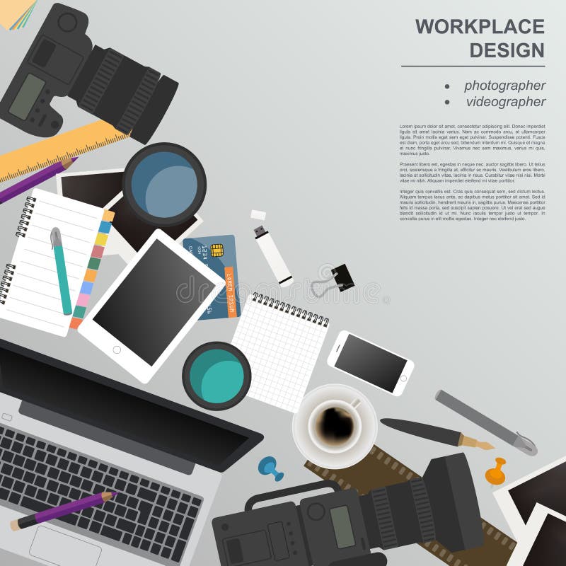 Workspace of the Photographer, Videographer. Mock Up for Creating Your ...