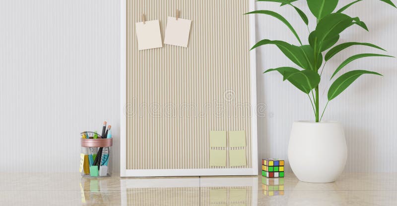 Workspace Post it Board Stationery Flowers and Sticky Notes on a ...