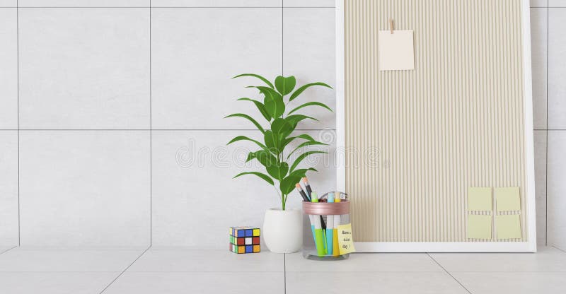 Workspace Post it Board Stationery Flowers and Sticky Notes on a ...