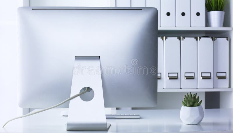 Workspace Presentation Mockup, Desktop Computer and Office Supp Stock ...