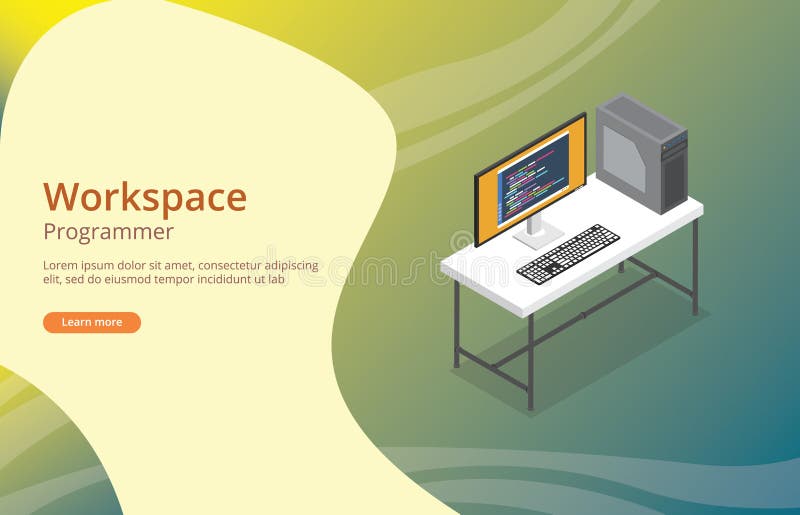 Workspace Programmer Or Developer With Coding On Screen Stock