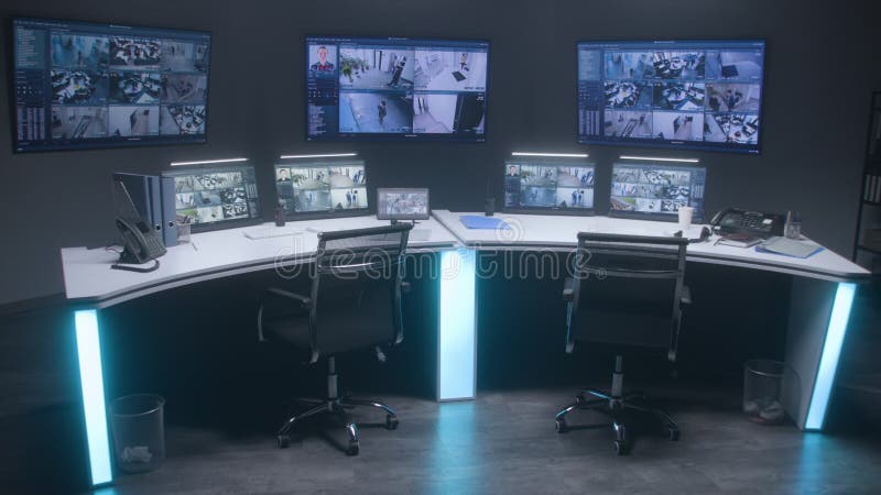 Workspace in Security Control Center with Computers and Big Digital ...