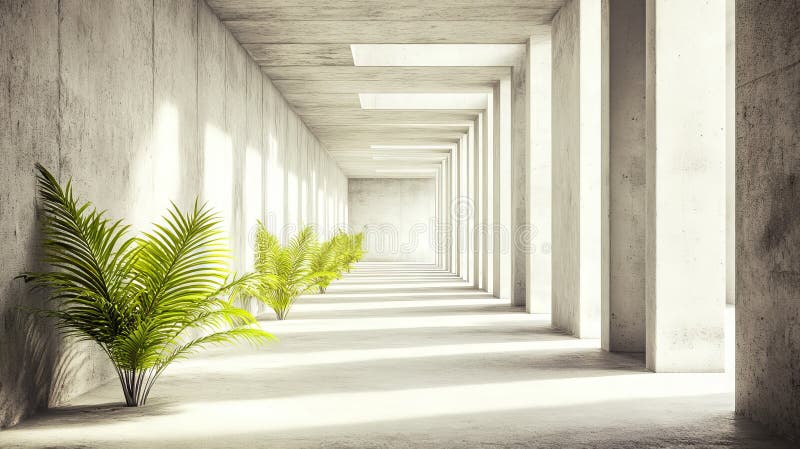 The Workspace is Set Amidst a Vibrant Office Hallway, Boasting Modern ...