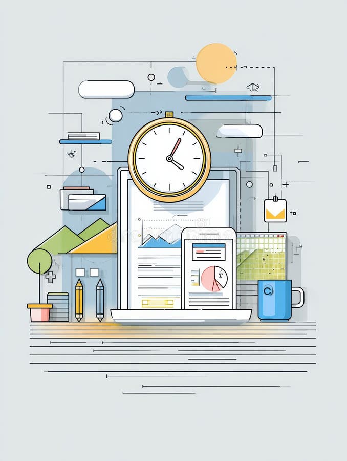 Workspace Setup Featuring Digital Devices and Planning Tools for ...