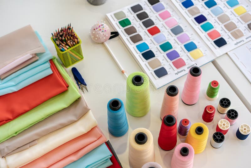 Workspace for Sewing and Repairing Clothes with Equipment Stock Image ...