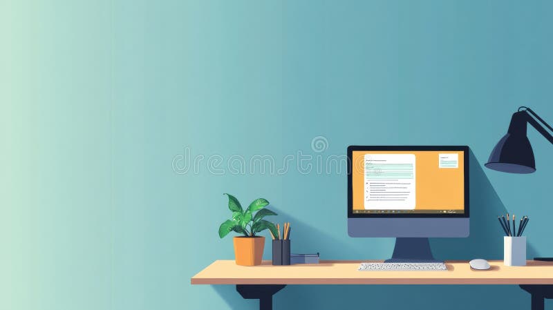 The Workspace Showcases an Adjustable Height Desk with a Computer, Task ...