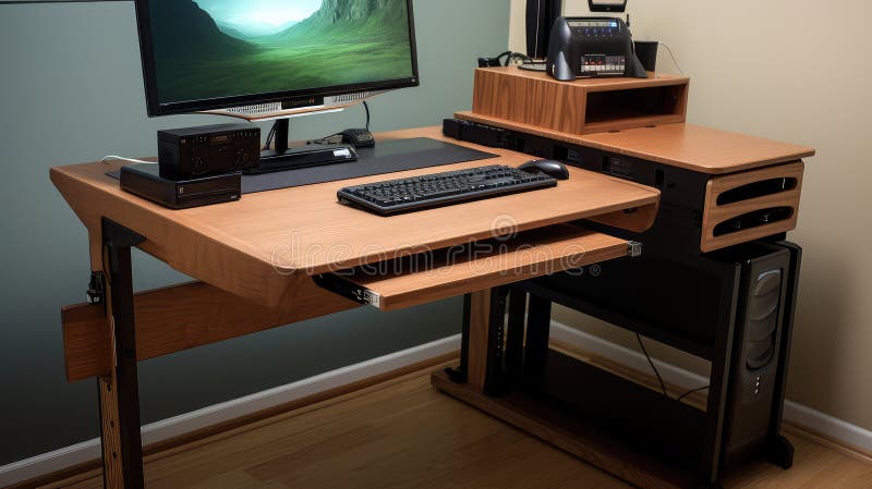 Workspace Standing Computer Desk Stock Illustration - Illustration of ...