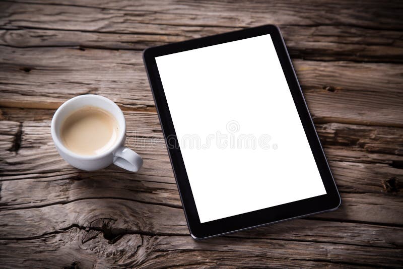 Workspace with Tablet and Coffee Stock Photo - Image of computer, brown ...