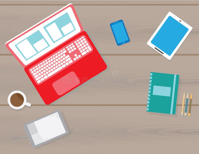 Workspace Vector Concept Flat Style Stock Vector - Illustration of ...