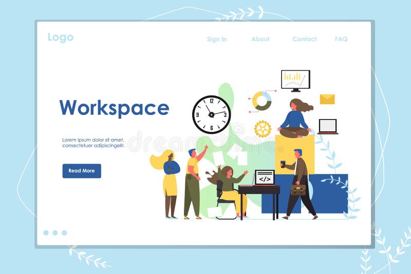 Workspace Vector Website Landing Page Design Template Stock Vector ...