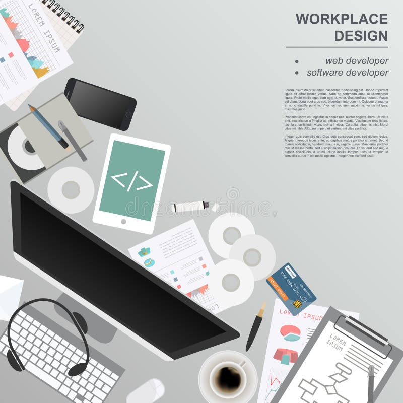 Workspace of the Web Developer, Software Developer. Mock Up for Stock ...