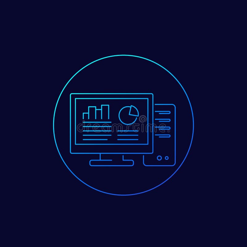 Workstation Computer Monitor Line Icon Stock Vector - Illustration of ...