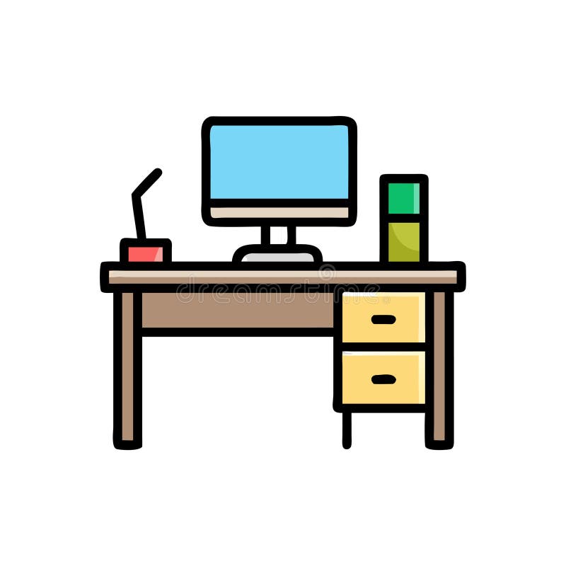 Workstation Desk Icon for Functional Design Stock Illustration ...