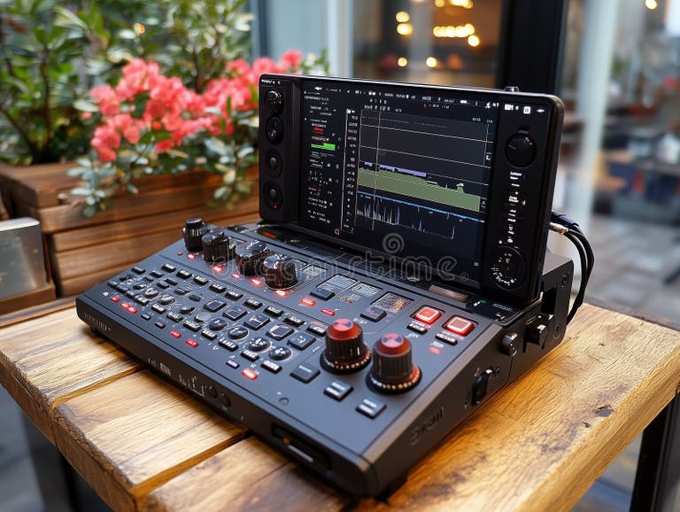 Workstation with Editing Software Setup Stock Illustration ...