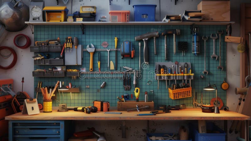 Workstation Filled with Tools and Construction Supplies for Repair ...