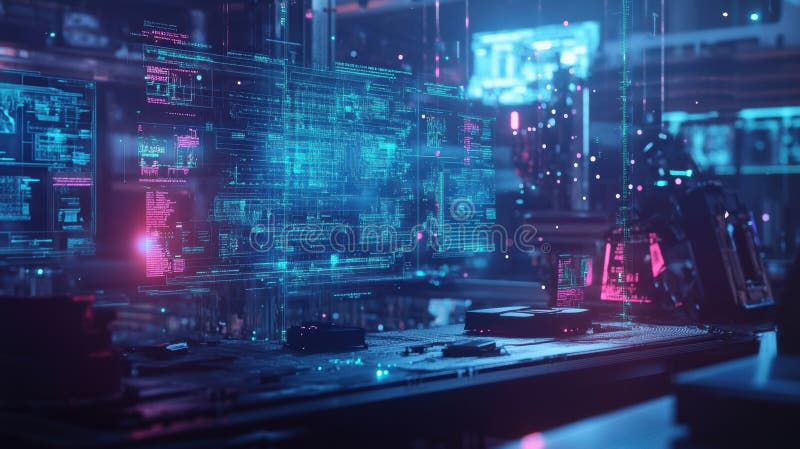 A Workstation Fitted with Augmented Reality AR Glasses Showcasing a ...