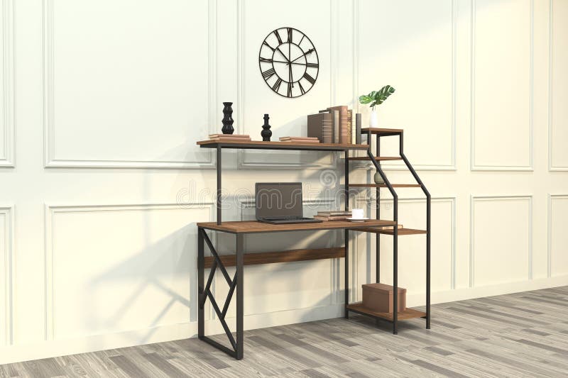 Side View Workstation with Two Frame & Two Screen Mockup Stock Image ...