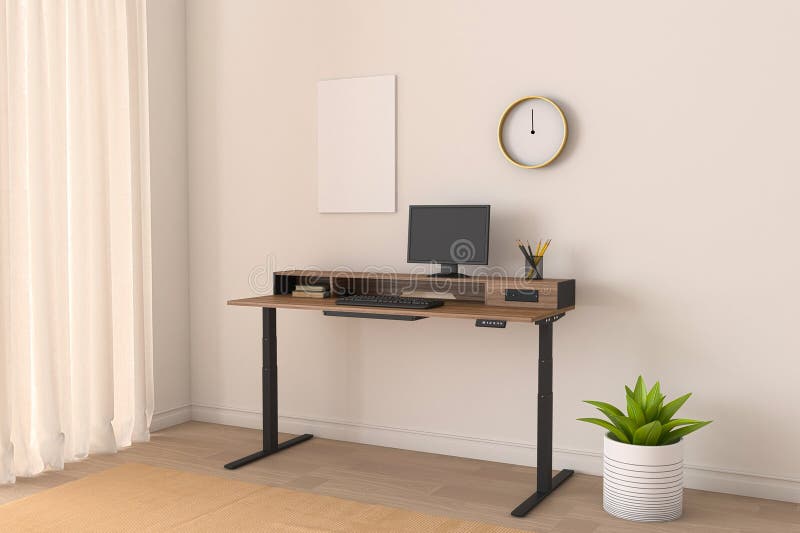 Side View Workstation with Frame & Screen Mockup Stock Illustration ...