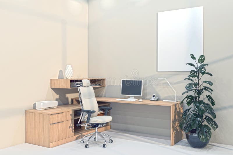 Side View Workstation with Frame & Screen Mockup Stock Illustration ...