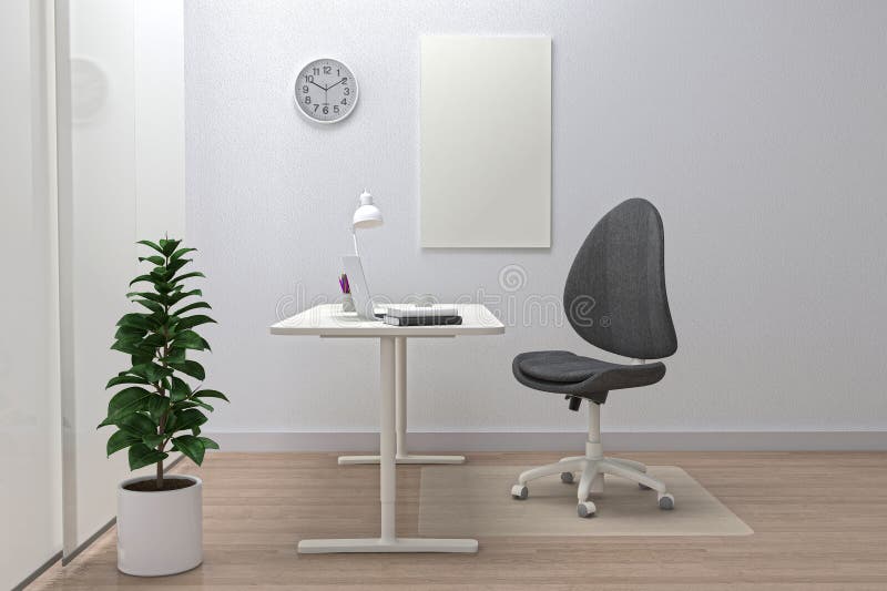 Side View Workstation with Frame & Screen Mockup Stock Illustration ...