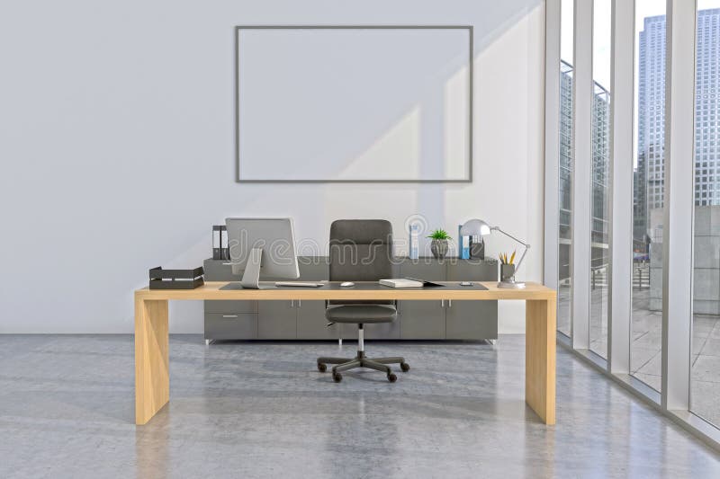 Front View Workstation with Frame & Screen Mockup Stock Illustration ...