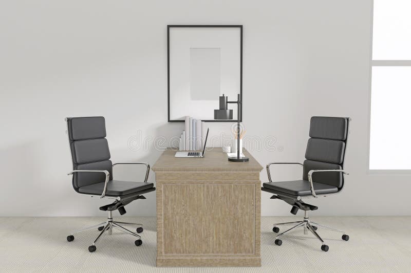 Side View Workstation with Frame & Screen Mockup Stock Illustration ...