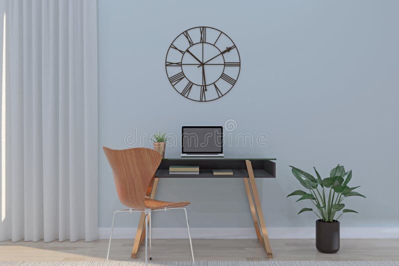 Front View Workstation Screen Mockup Stock Photo - Image of interior ...