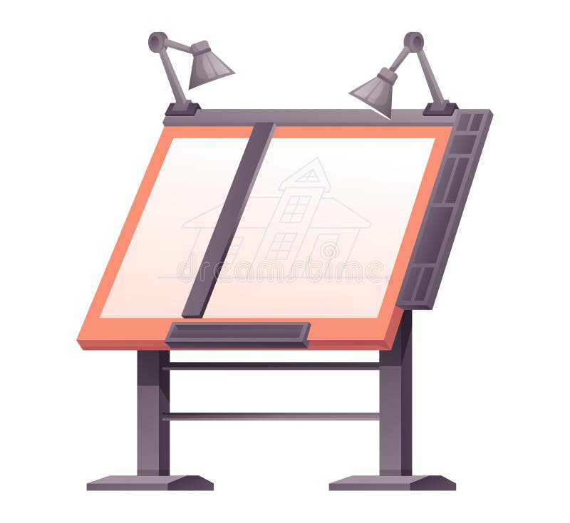 Workstation with Graphic Design of House on Paper in Office. Business ...