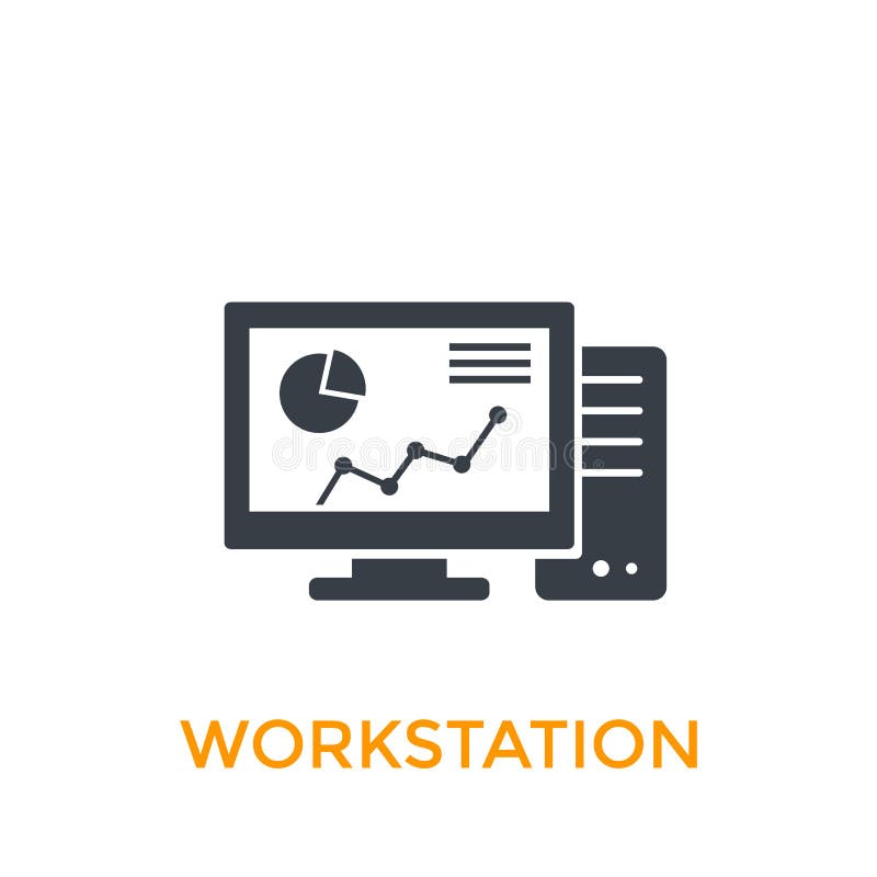 Workstation icon on white stock vector. Illustration of vector - 108546293
