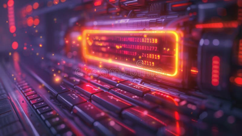 Colorful Digital Display with Glowing Elements and Intricate Circuitry ...