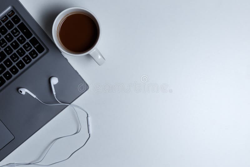 Workstation with Laptop Top View on White Stock Image - Image of empty ...