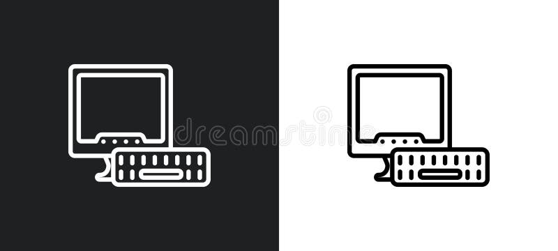 Workstation Outline Icon in White and Black Colors. Workstation Flat ...