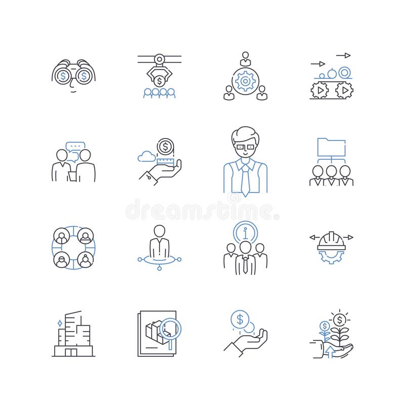 Workstation Processes Line Icons Collection. Multitasking, Scheduling ...