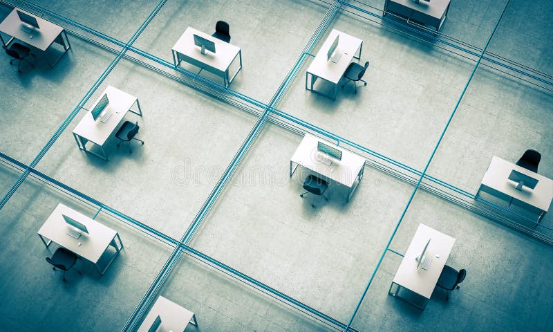 Workstations Separated by Electrical and Connection Ducts. Separation ...