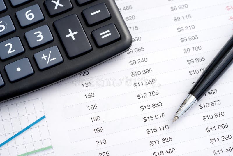 Worktable in the Office Calculator Stock Photo - Image of pencil ...