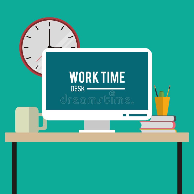 Worktime Desk Office Supply Design Stock Vector - Illustration of ...