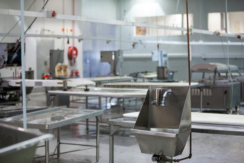 Worktop and Hand Wash Basin at Meat Factory Stock Photo - Image of ...