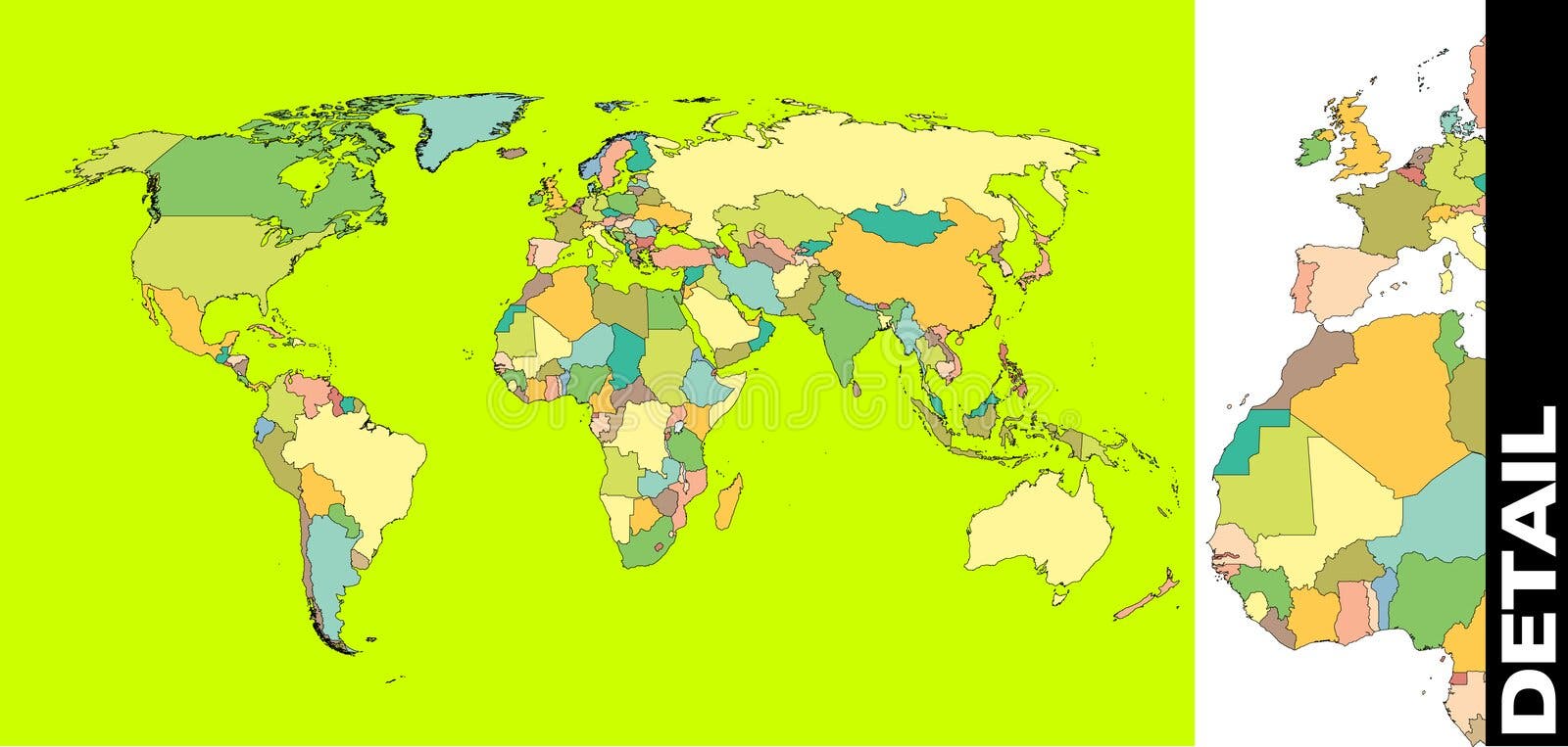 Global Political Map of the World, Vector Stock Vector - Illustration ...