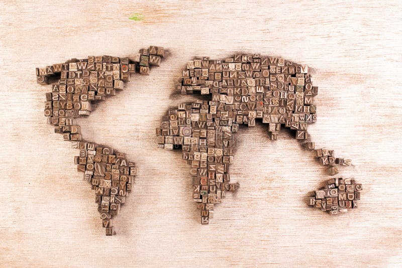 World Map Made from Wooden Toy Blocks Stock Image - Image of ...