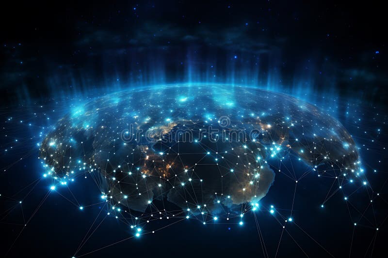 World AI Artificial Intelligence Global Network Concept. IoT Internet ...