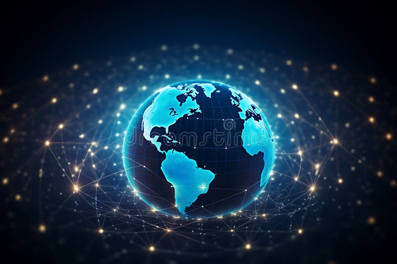 World AI Artificial Intelligence Global Network Concept. IoT Internet ...