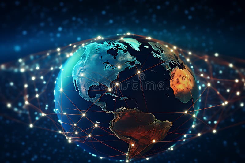 World AI Artificial Intelligence Global Network Concept. IoT Internet ...