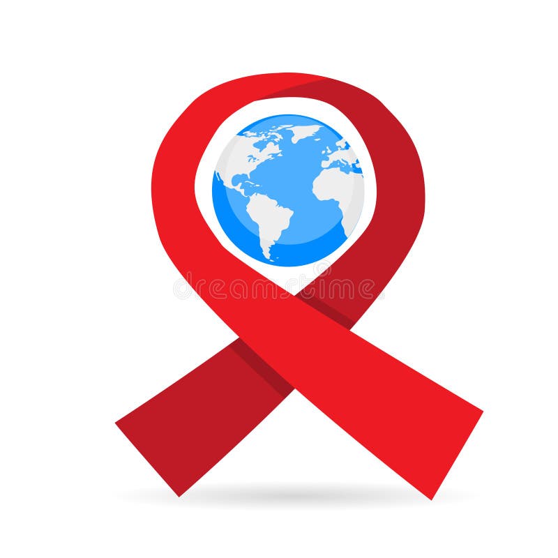 World AIDS Day Awareness Red Ribbon Earth Globe Stock Vector ...