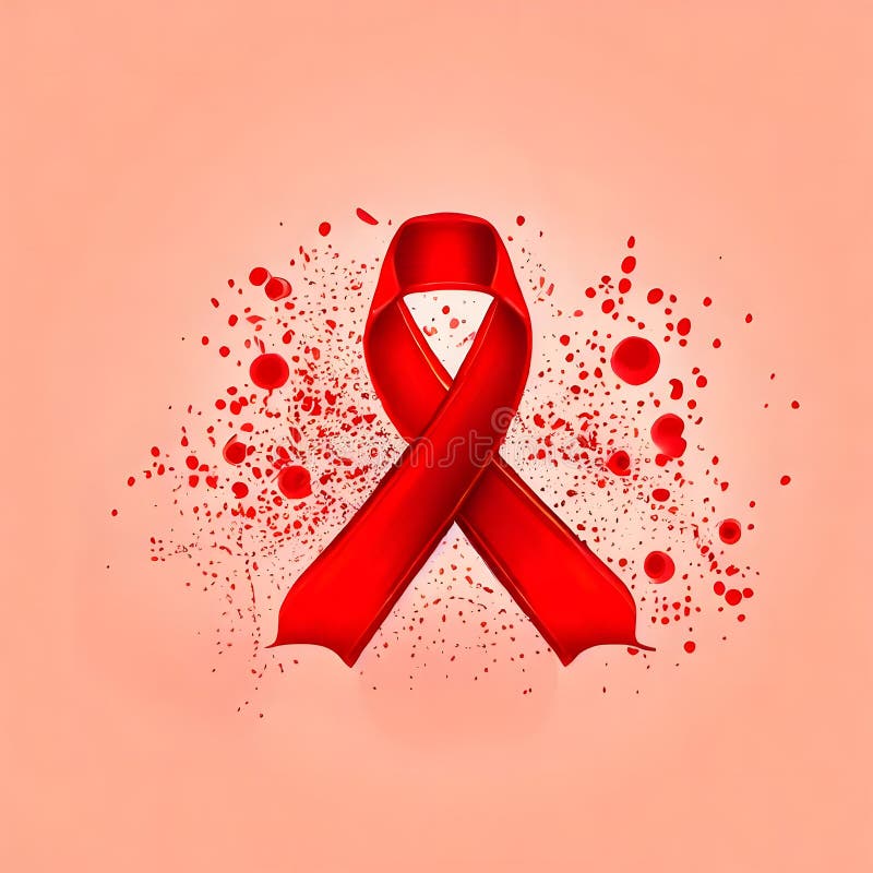 World Aids Day Celebration with Splattered Splash Red Ribbon Ai ...