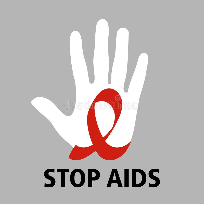 World Aids Day Concept, Hand with Stop Aids Lettering Design on Gray ...