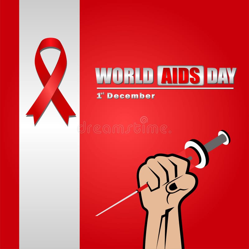 World AIDS Day December 1st, Banner with Red Ribbon and Text World Aids ...